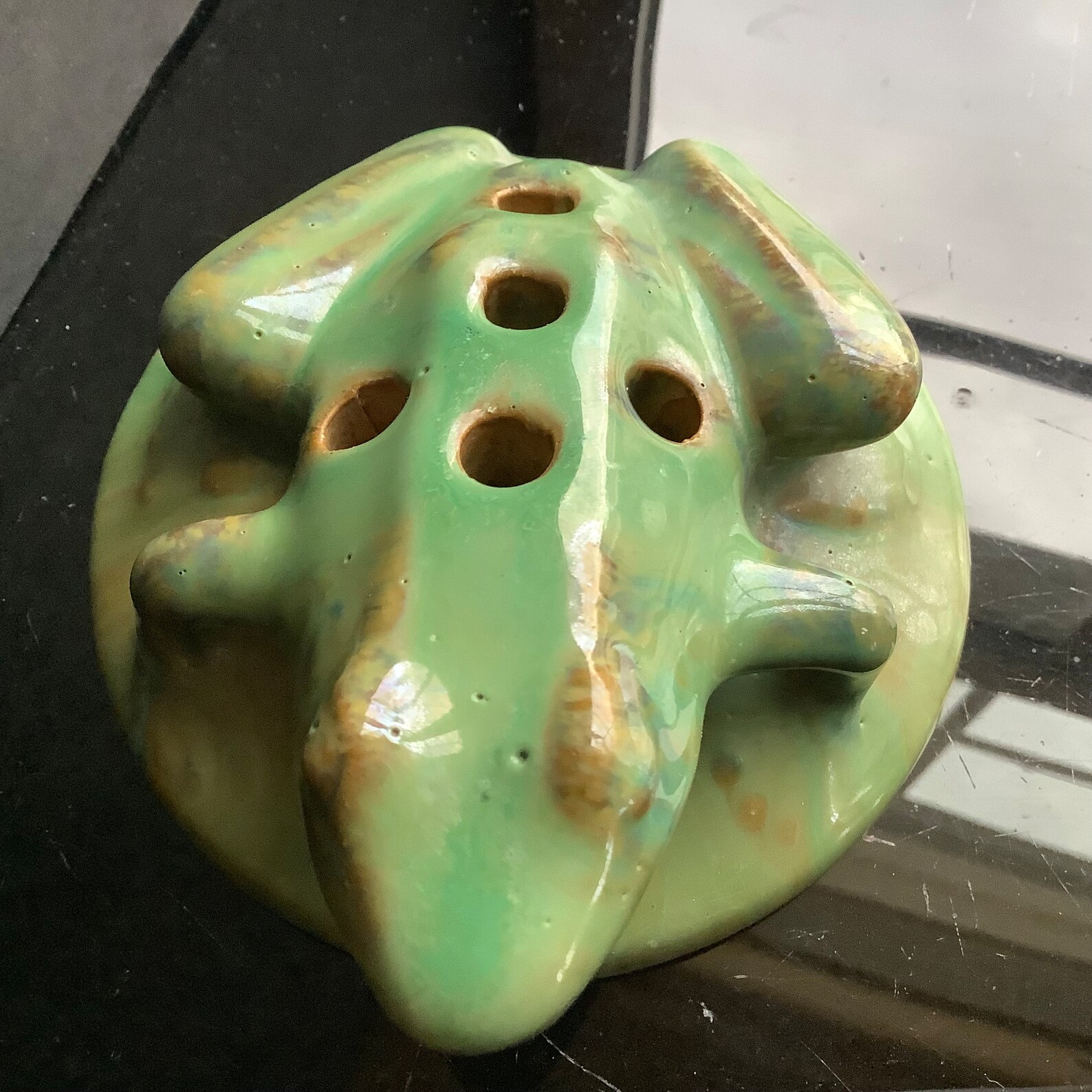 Fulper Green Flower Frog: Vintage Art Pottery, 5 Holes - Etsy