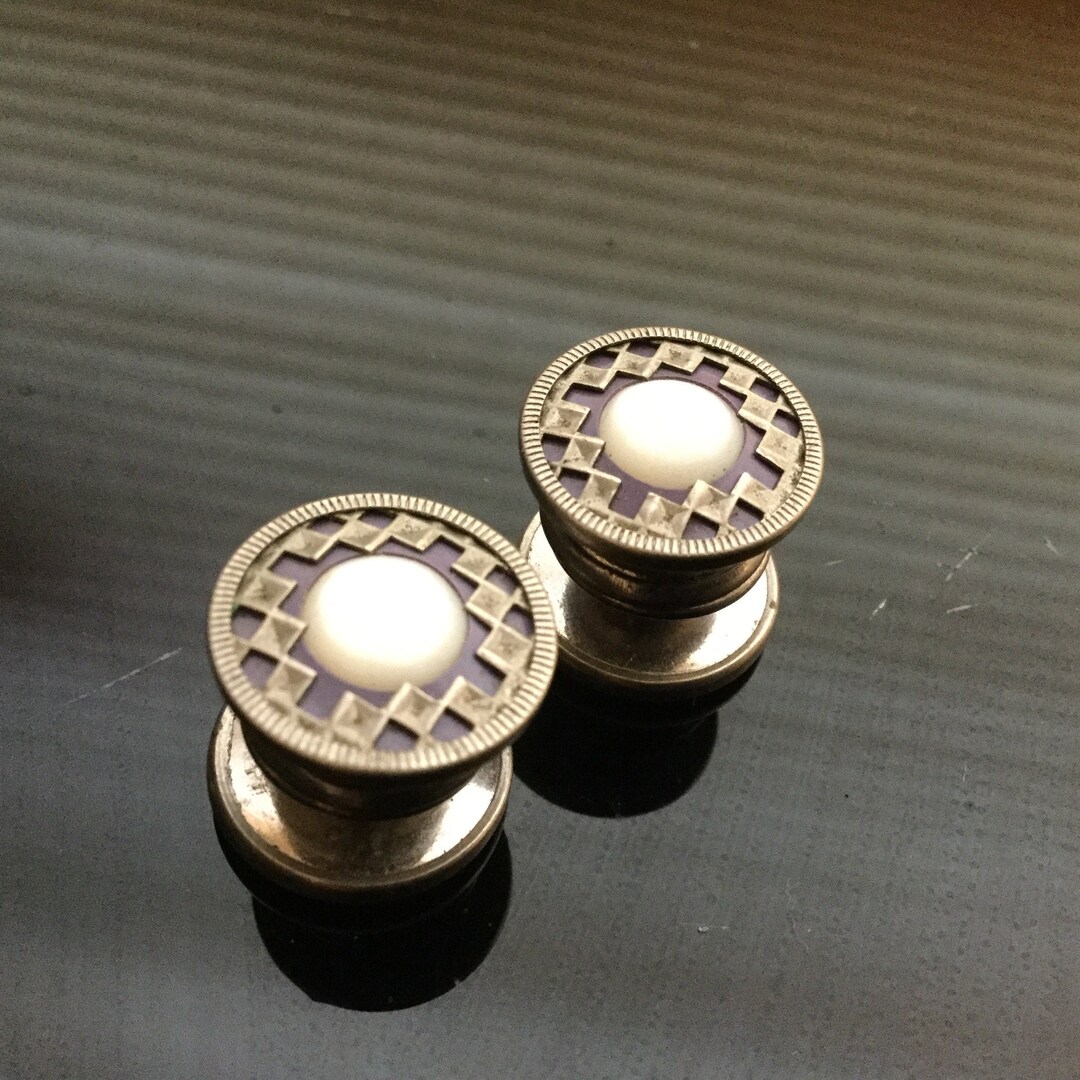 Pale Purple BAER & WILDE Cufflinks Art Deco Enamel Snap Kum-a-part - Etsy