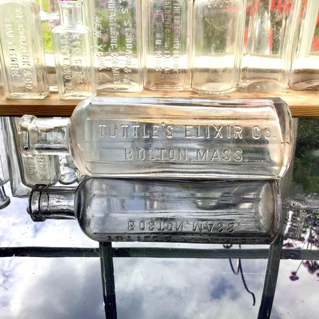 Antique Glass Veterinary Bottle, Big Tuttle's Elixir Pale Amethyst AS ...