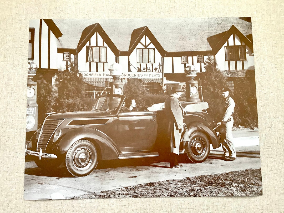 1937 Ford Convertible Sepia Photo: Bloomfield Market Gas Station Print ...