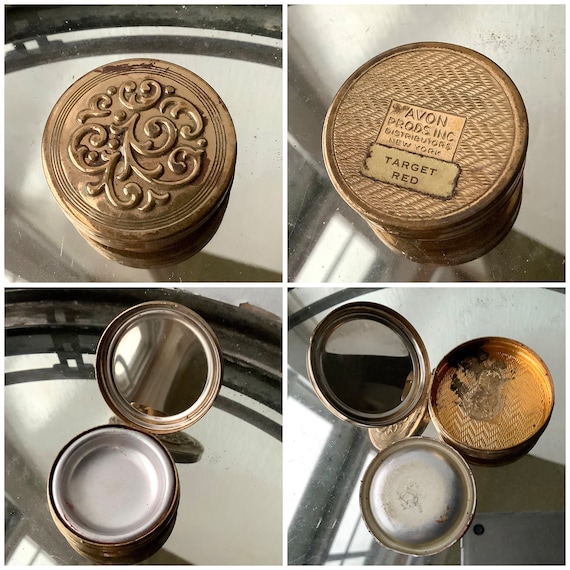 Antique Avon Sample Rouge Compact 30s Brass Mini Cosm… - Gem