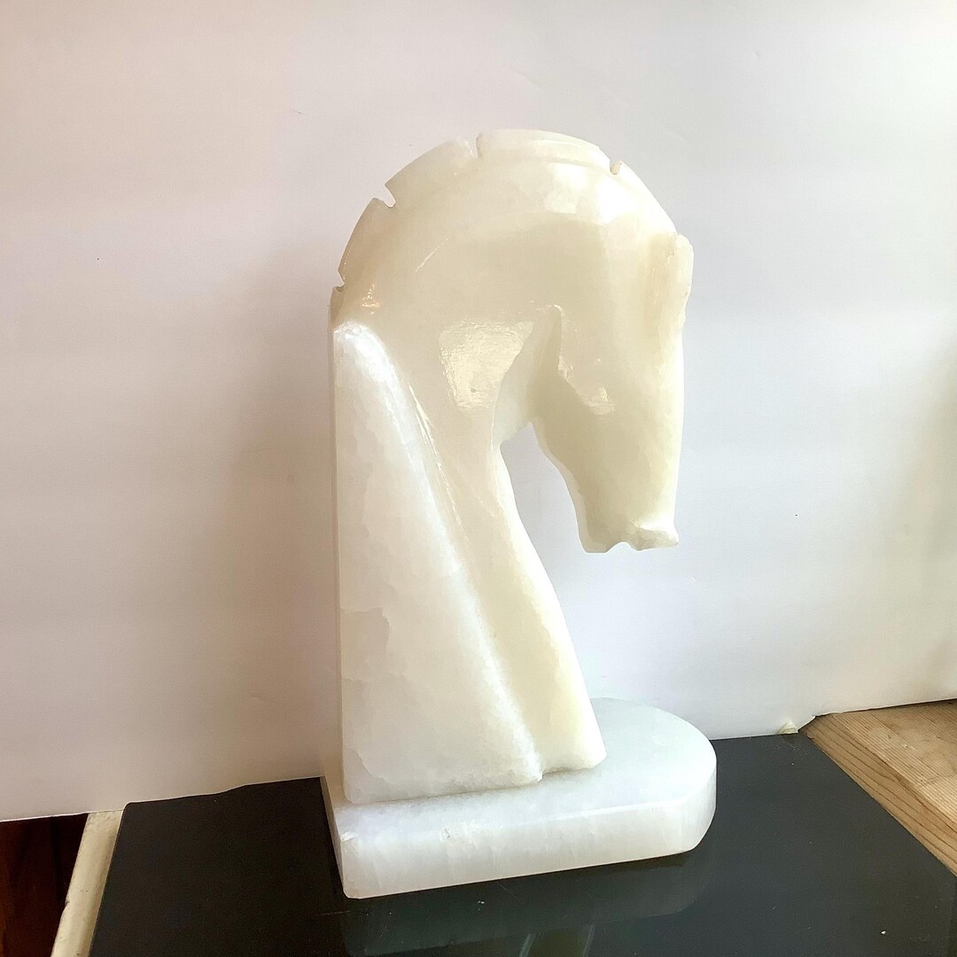 Vintage Horse Head Carved Onyx Sculpture Figurine 8.75” Big Knight ...