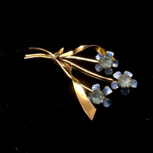 Coro Sash Pin, Big Floral Bouquet Brooch, Blue Enamel Flower ...