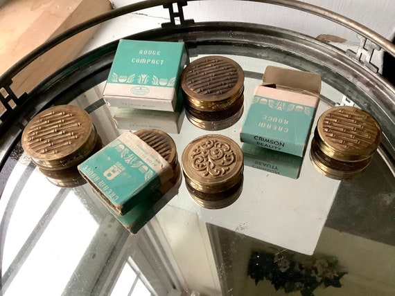 Antique Avon Sample Rouge Compact 30s Brass Mini Cosm… - Gem