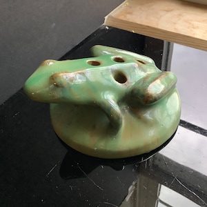 Fulper Green Flower Frog: Vintage Art Pottery, 5 Holes - Etsy