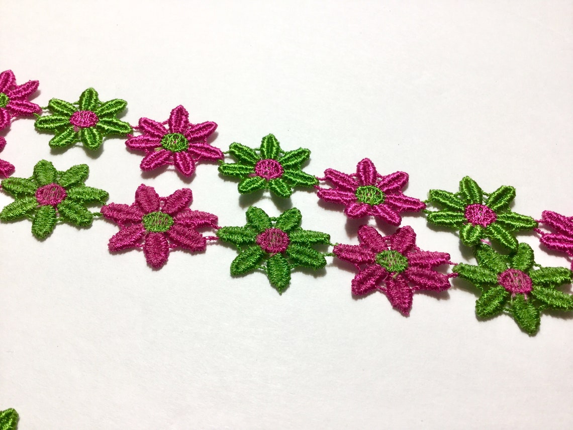 5-15 Yds Daisy Chain Trim 7/8 Pink Retro Mod Flower Power - Etsy