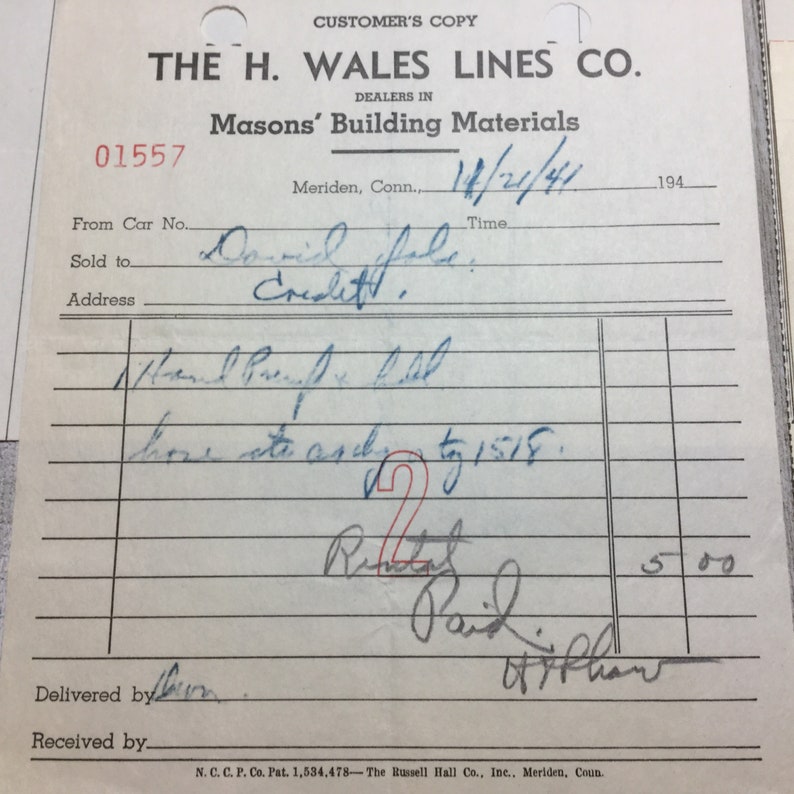 Farm Receipts Meriden CT 1940s Lot Paper Invoices Bills | Etsy