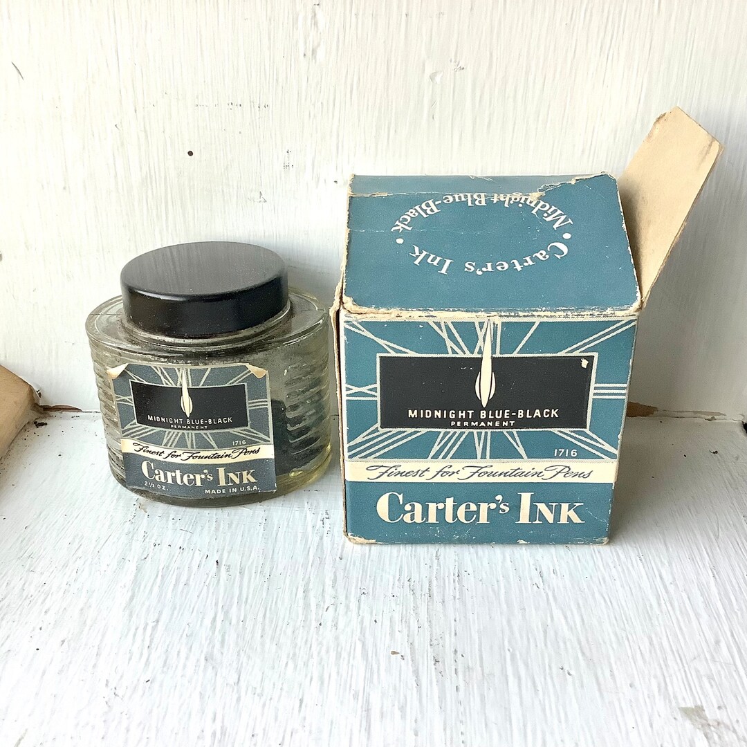 Carter's Ink Bottle W/ Box, Retro Calligraphy, Art Studio, Office Prop ...