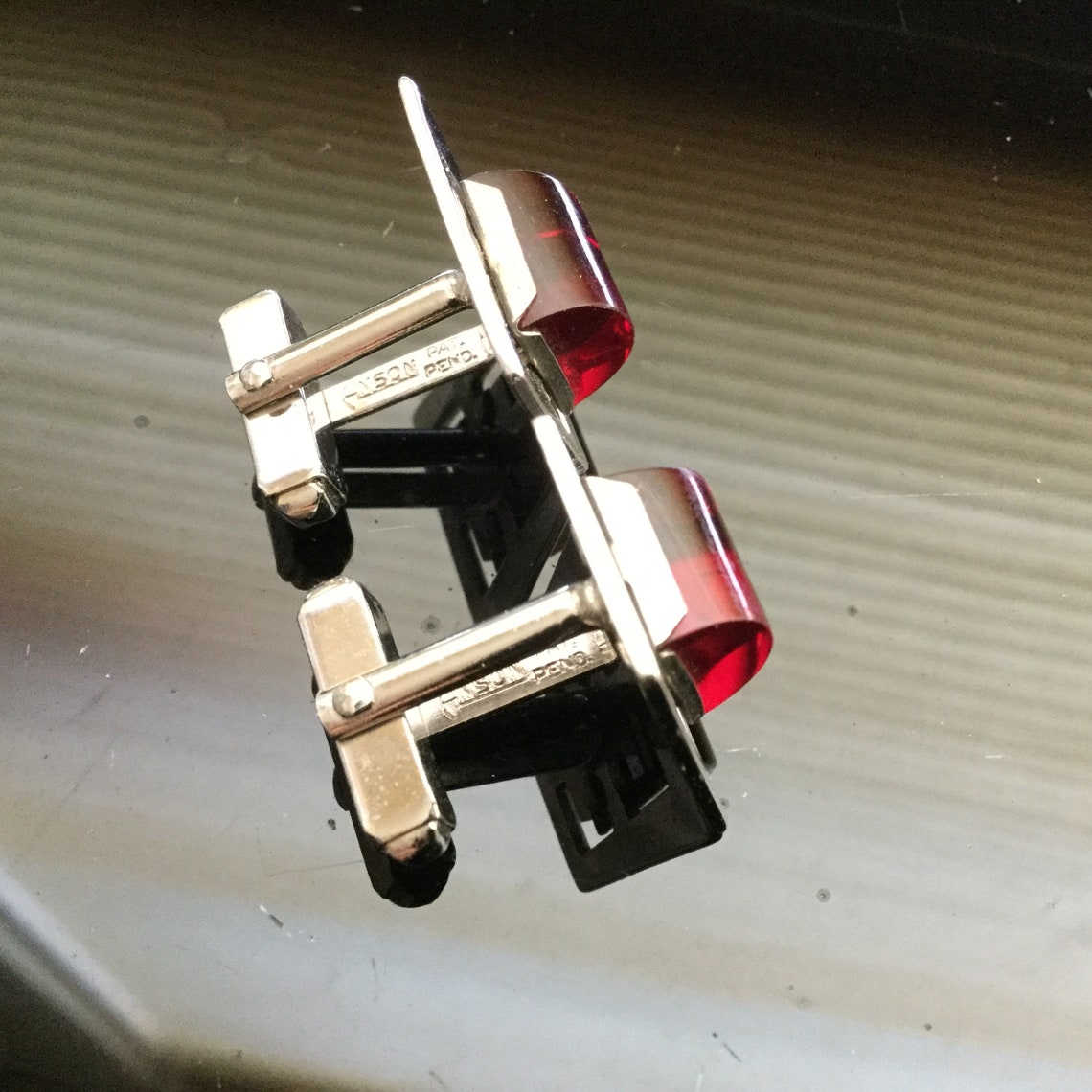 Geometric Ruby Cuff Links Isosceles Trapezoid Red & Silver - Etsy