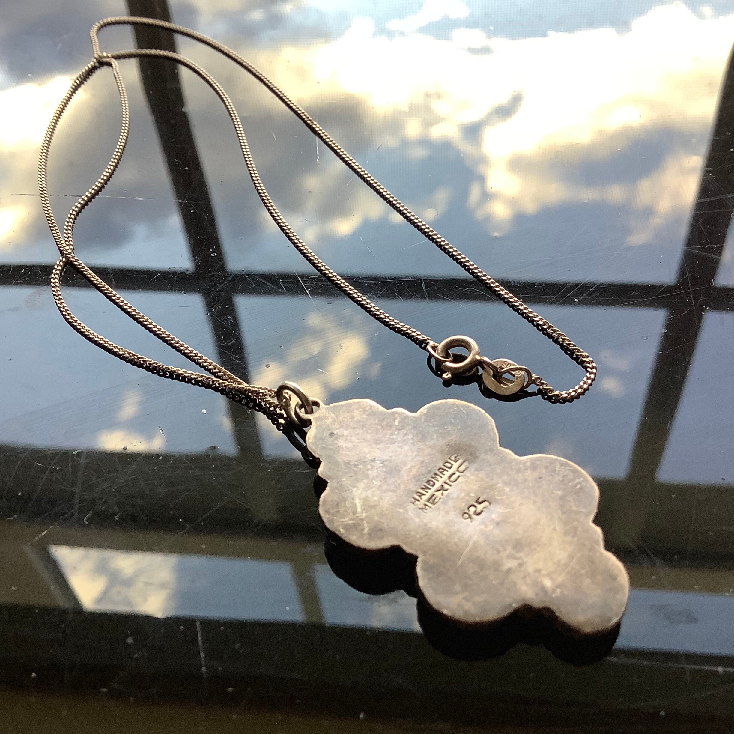 Mexican Sterling Silver Necklace Vintage Abalone Pendant | Etsy