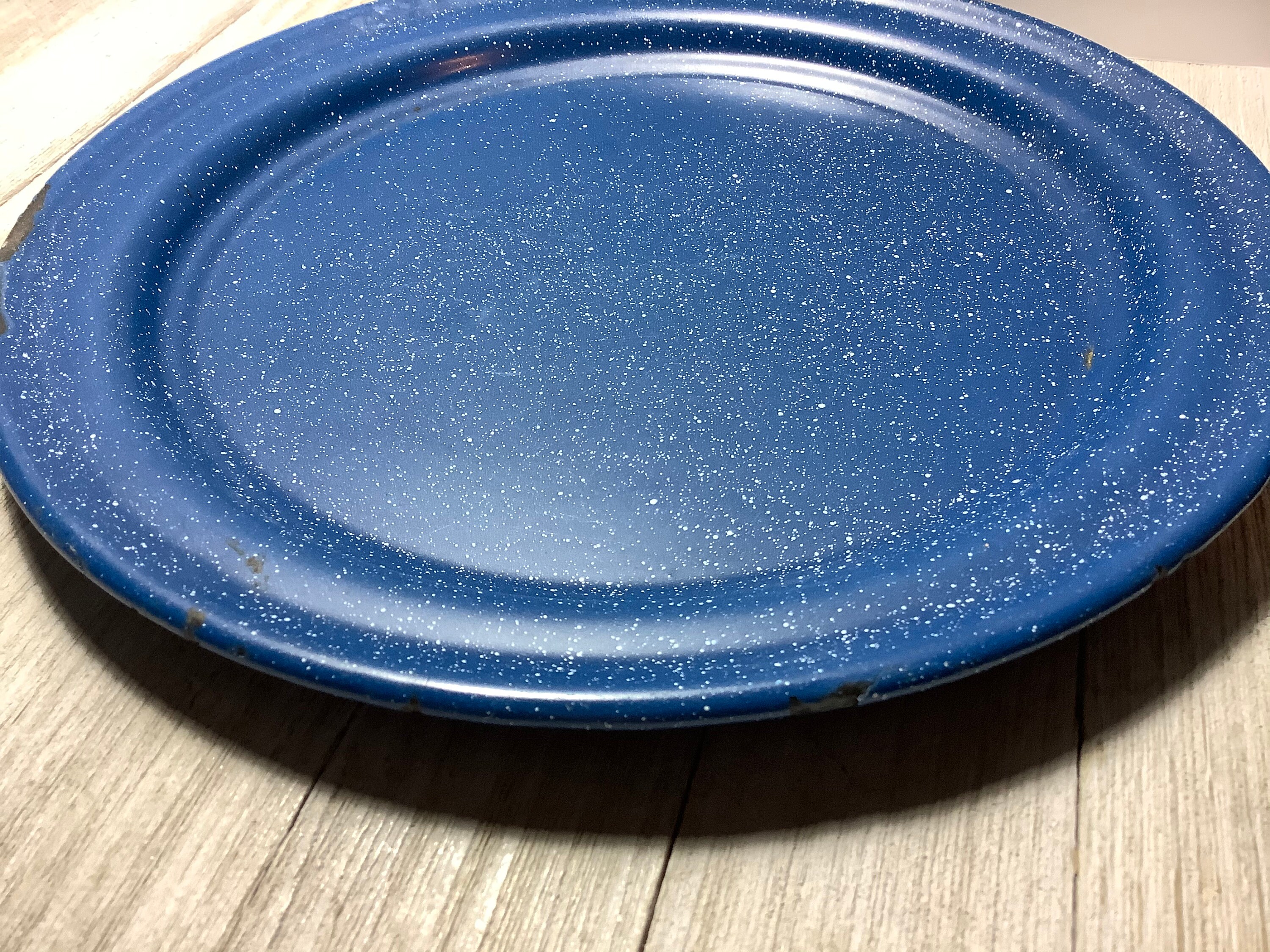 Enamelware Dinner Plate Antique Speckled Cobalt Blue and - Etsy