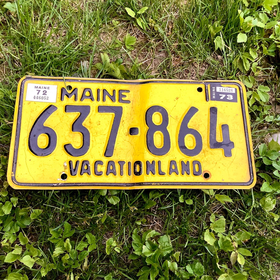 Yellow Maine License Plate Late 60s or 70s Auto Tag 637-864 - Etsy