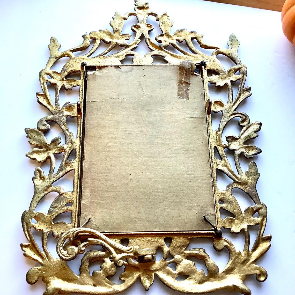 Antique Cast Iron Beveled Mirror: Victorian Rococo Tabletop Gold Finish ...