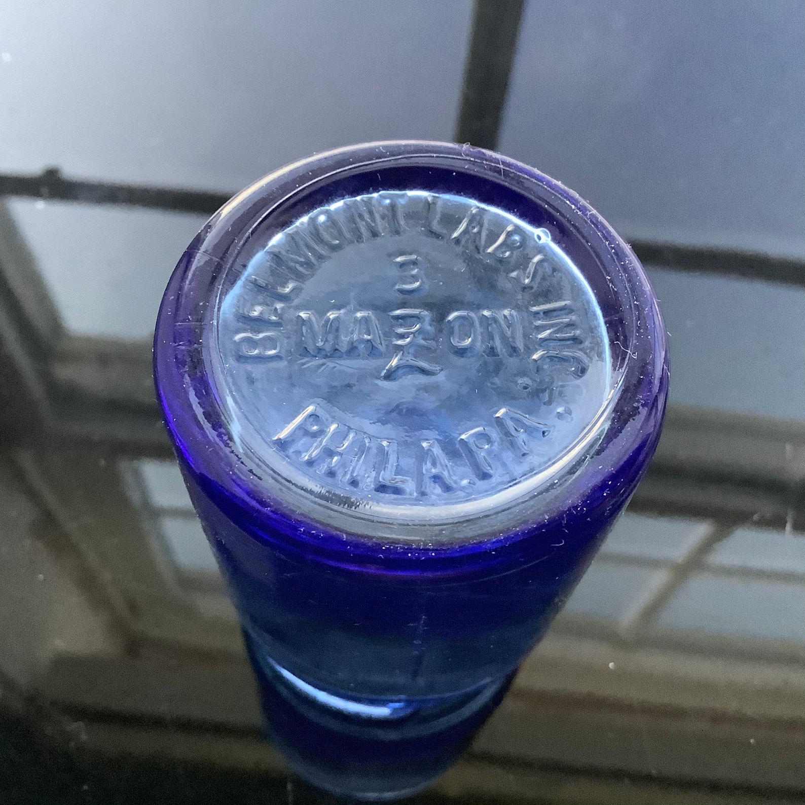 Sapphire Blue Glass Jar Belmont Labs Mazon Soap Jar Medicine - Etsy