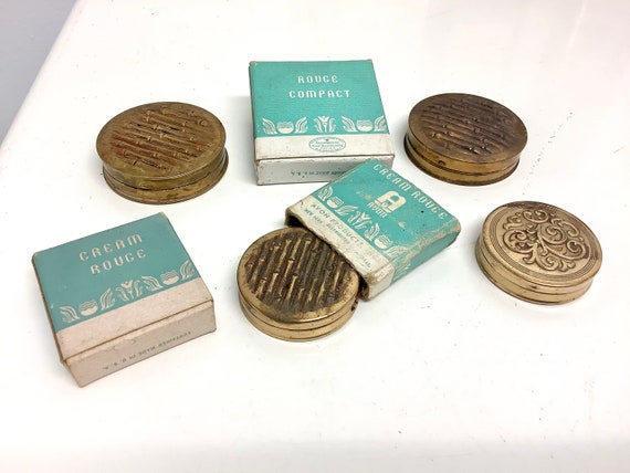 Antique Avon Sample Rouge Compact 30s Brass Mini Cosm… - Gem