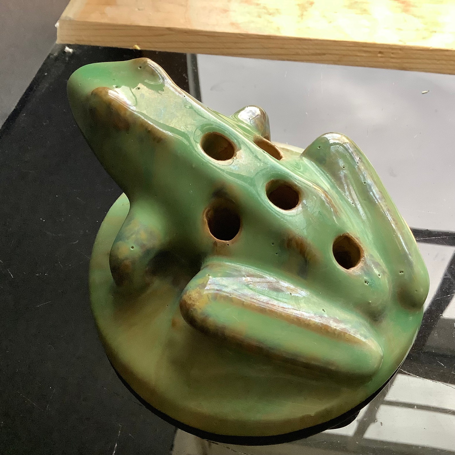 Fulper Green Flower Frog: Vintage Art Pottery, 5 Holes - Etsy
