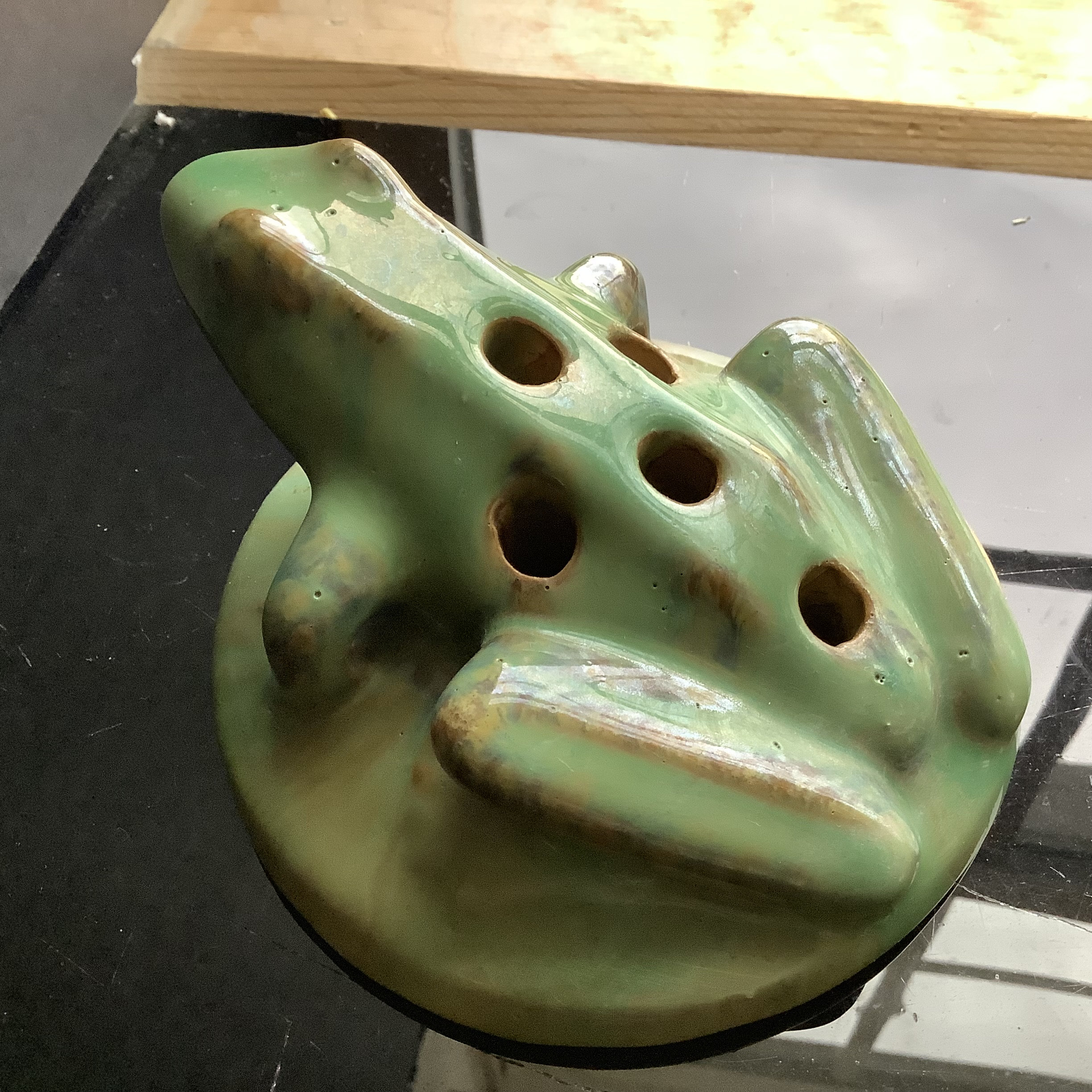 Fulper Green Flower Frog: Vintage Art Pottery, 5 Holes - Etsy