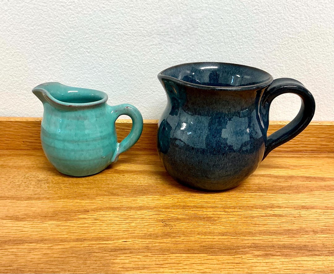 Studio Pottery Creamer Pitchers: RK Blue Hill Teal Blue Maple Syrup - Etsy