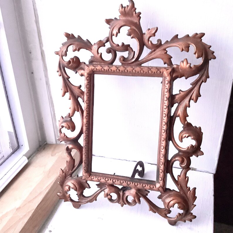 Antique Cast Iron Picture Frame Victorian Tabletop Copper - Etsy