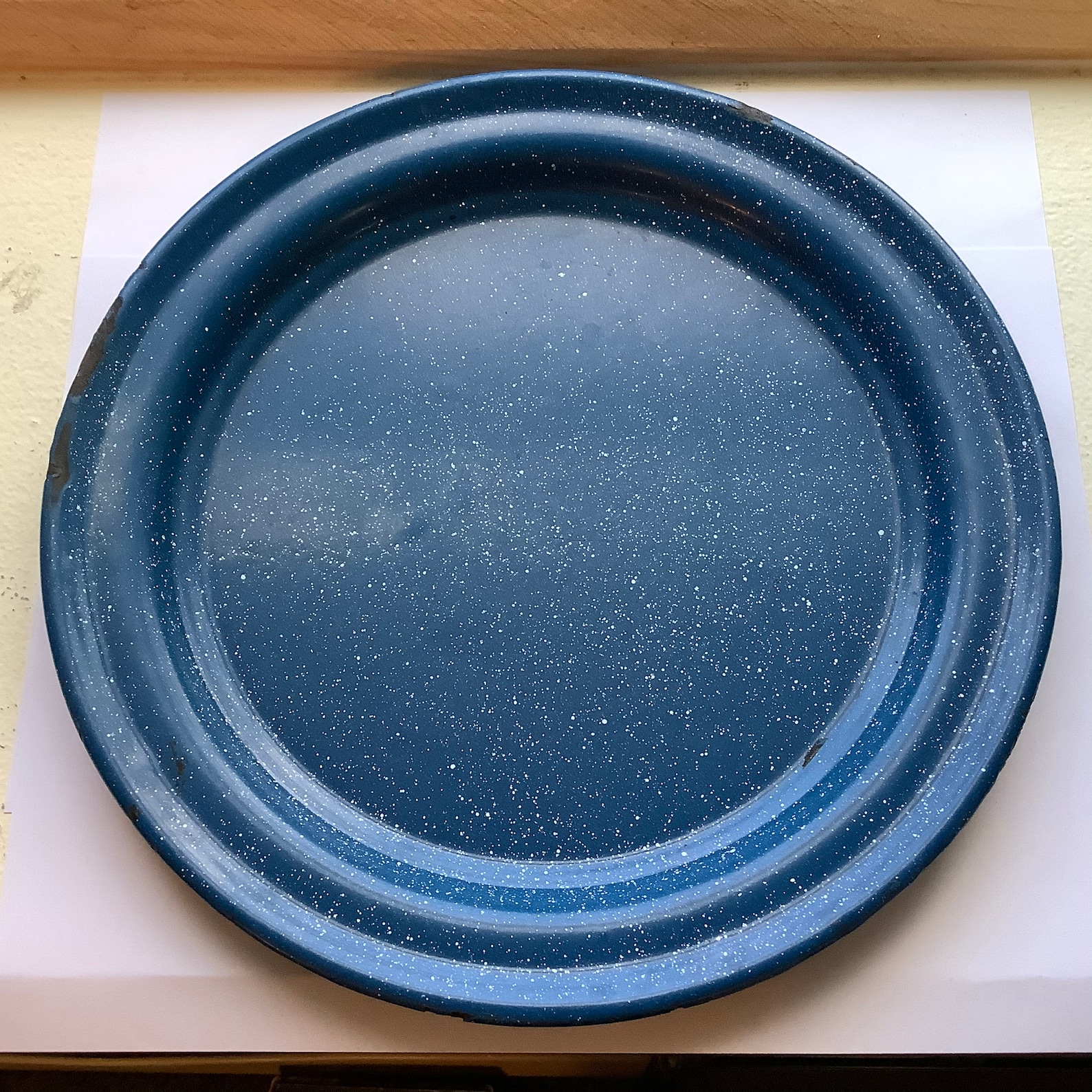 Enamelware Dinner Plate Antique Speckled Blue and White | Etsy