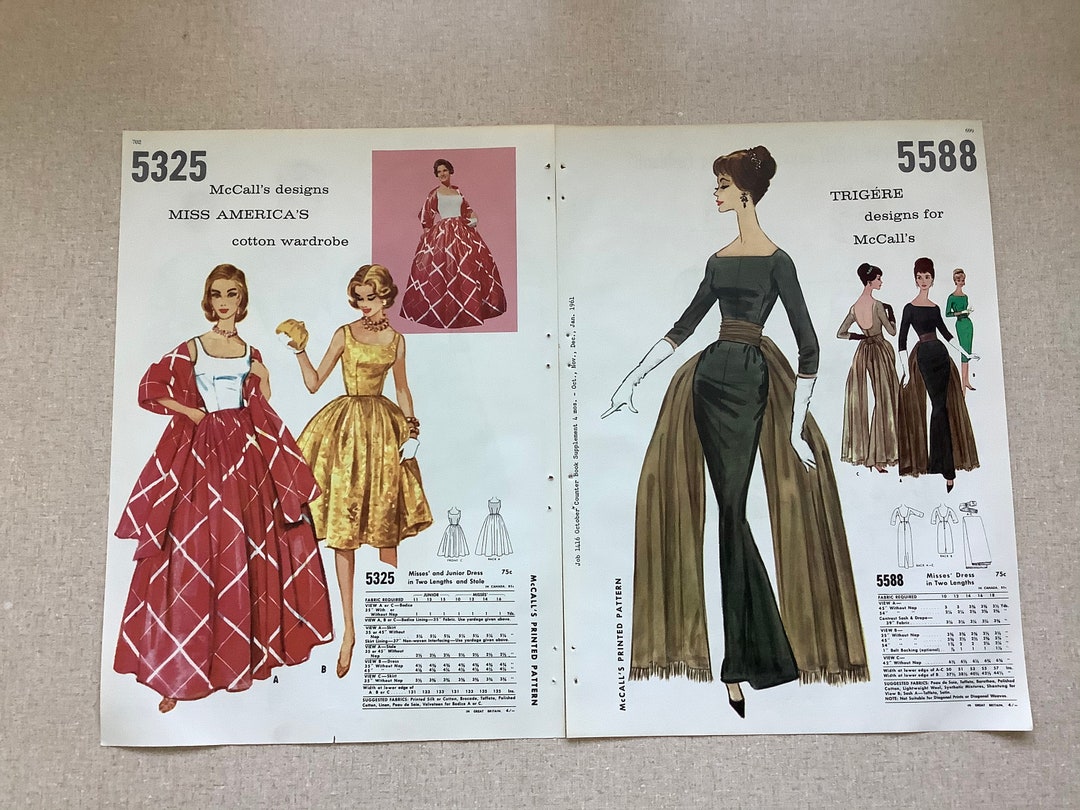 Lot 2 1961 Mccall's Dress Sewing Pattern 5588 Catalog Page Ad Wall Art ...