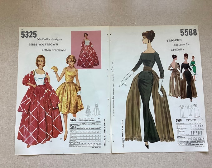 Lot 2 1961 Mccall's Dress Sewing Pattern 5588 Catalog Page Ad Wall Art ...