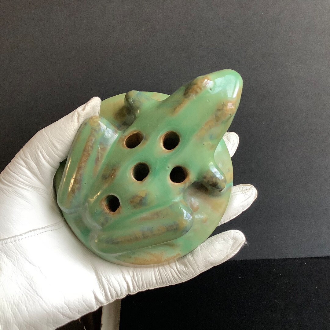 Fulper Green Flower Frog: Vintage Art Pottery, 5 Holes - Etsy