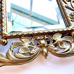 Antique Cast Iron Beveled Mirror: Victorian Rococo Tabletop Gold Finish ...