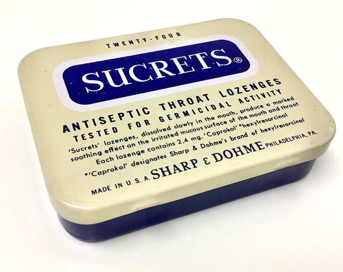 Sucrets Tin Box Vintage Sore Throat Advertising Retro Mid - Etsy
