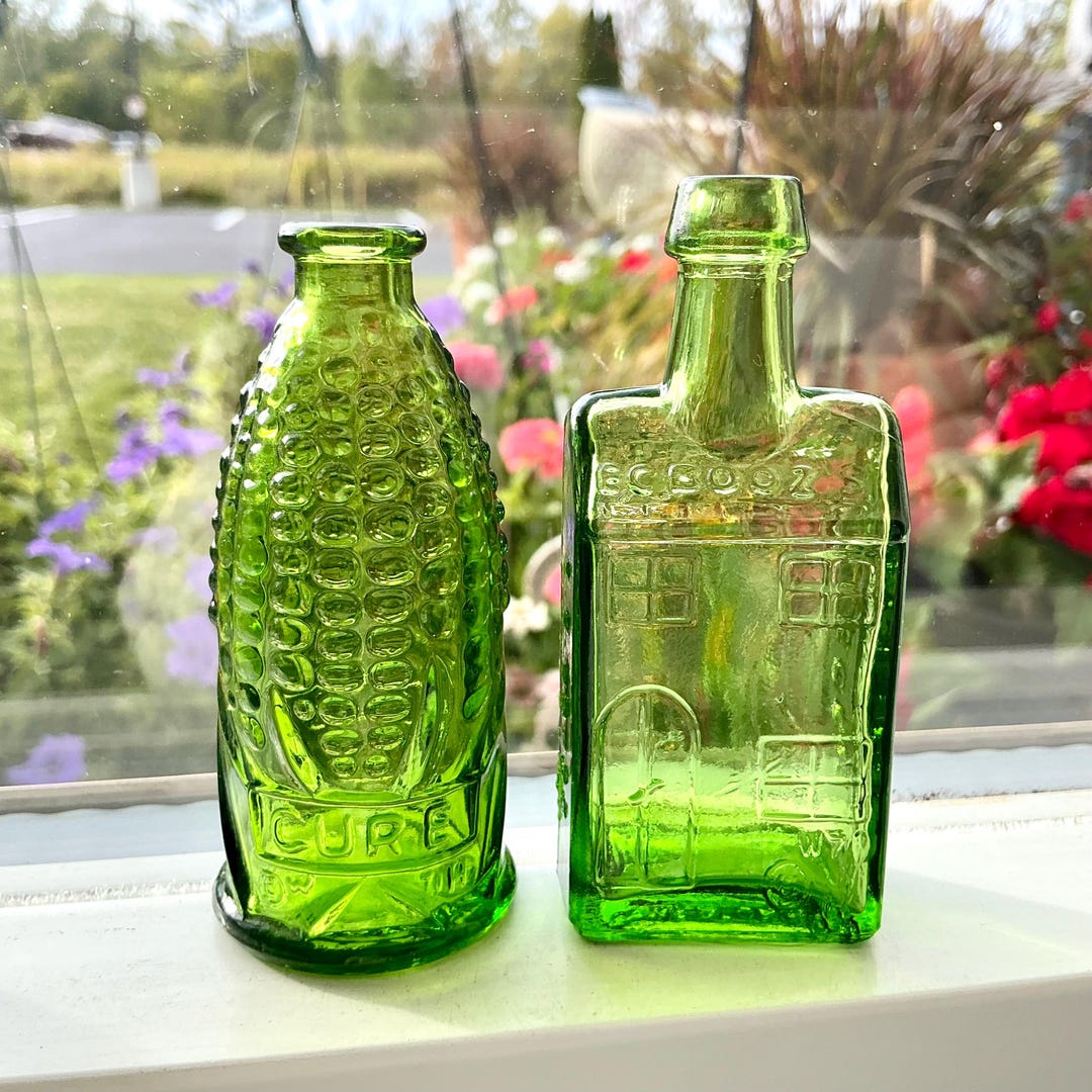 Wheaton Green Glass Mini Bottle: Booz's Whiskey or Old Doc's Cure - Etsy