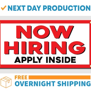 Now Hiring Apply Inside - Vinyl Banner - Sign - Free Overnight Shipping ...