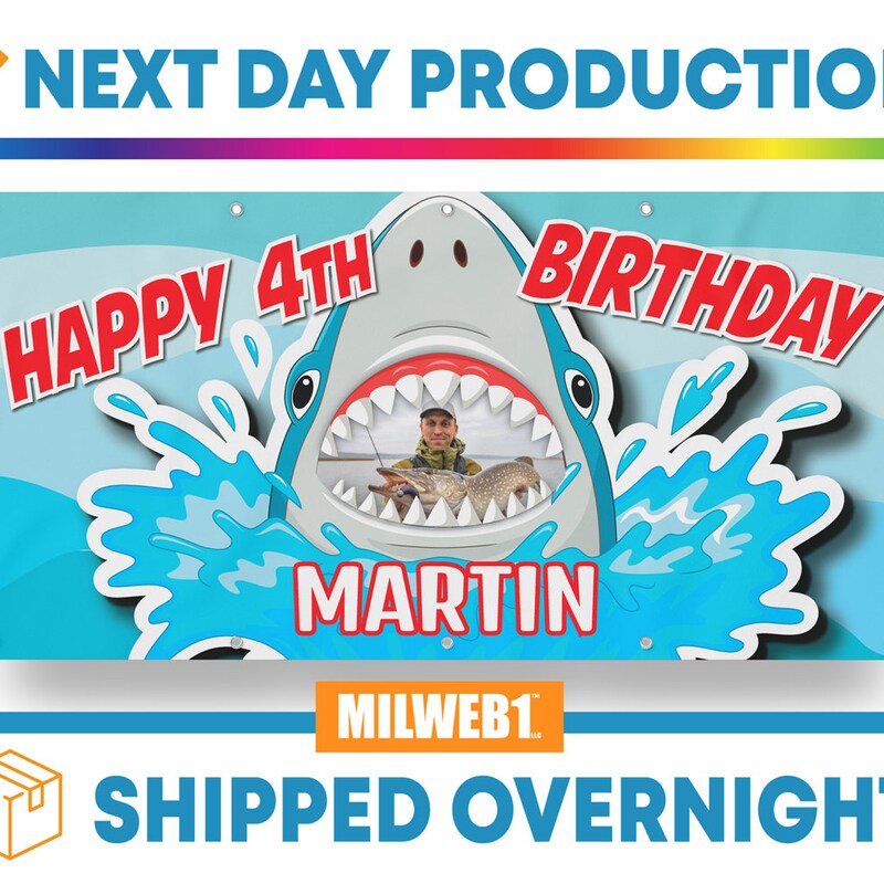 Shark Birthday Banner - Etsy