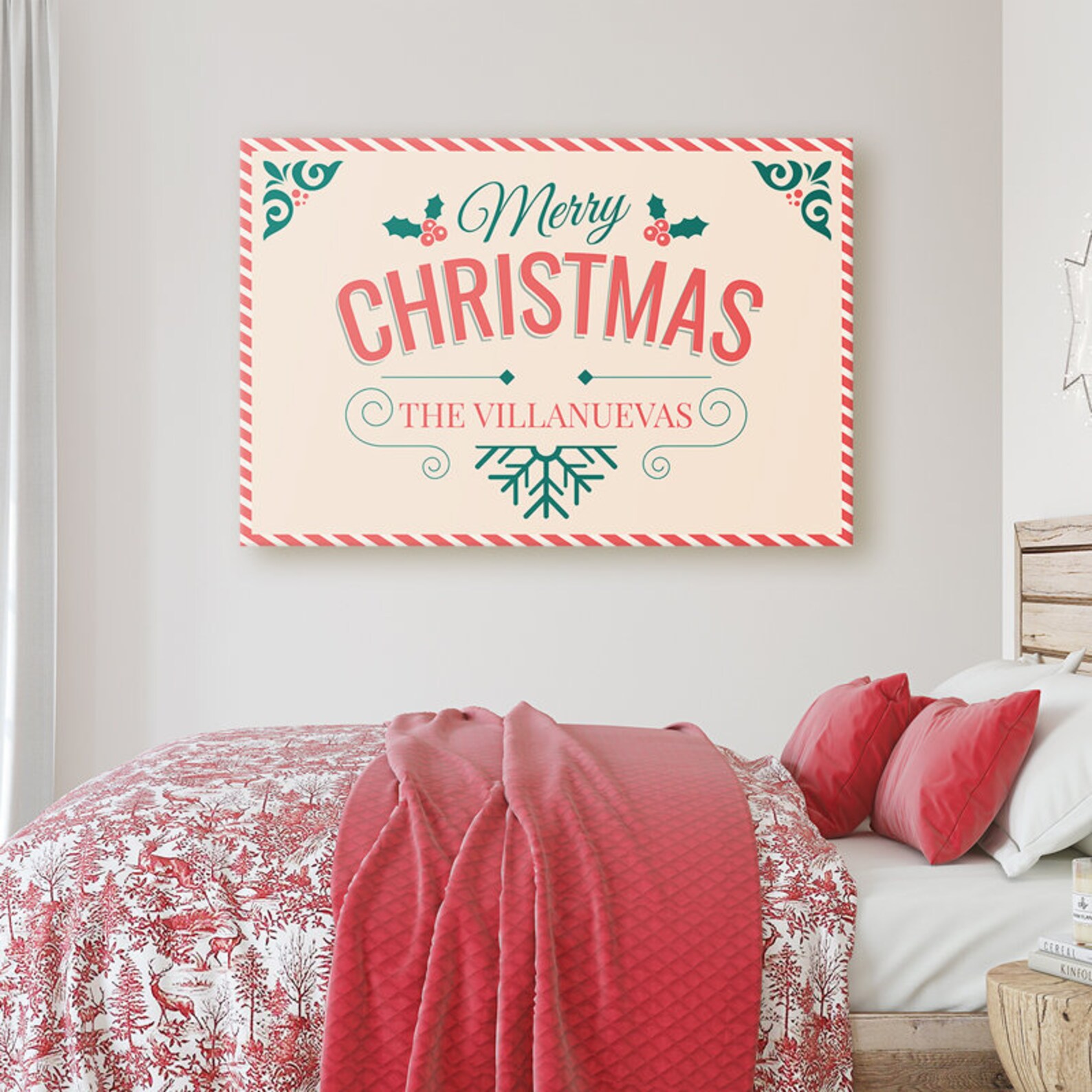 Merry Christmas Vintage Letter Wall Decor / Personalized Custom Family ...