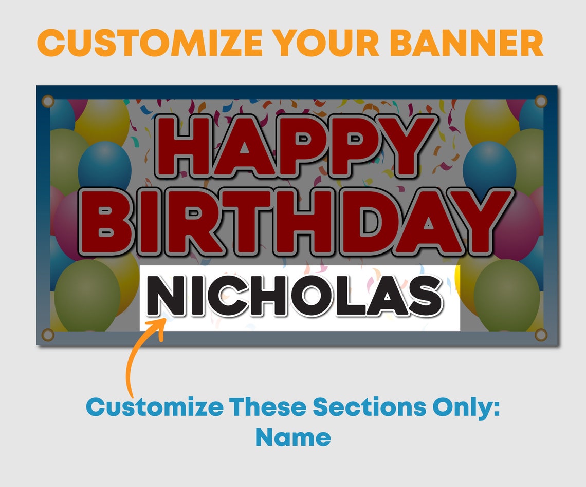 Happy Birthday Custom Name - Vinyl Banner - Sign - Free Overnight ...