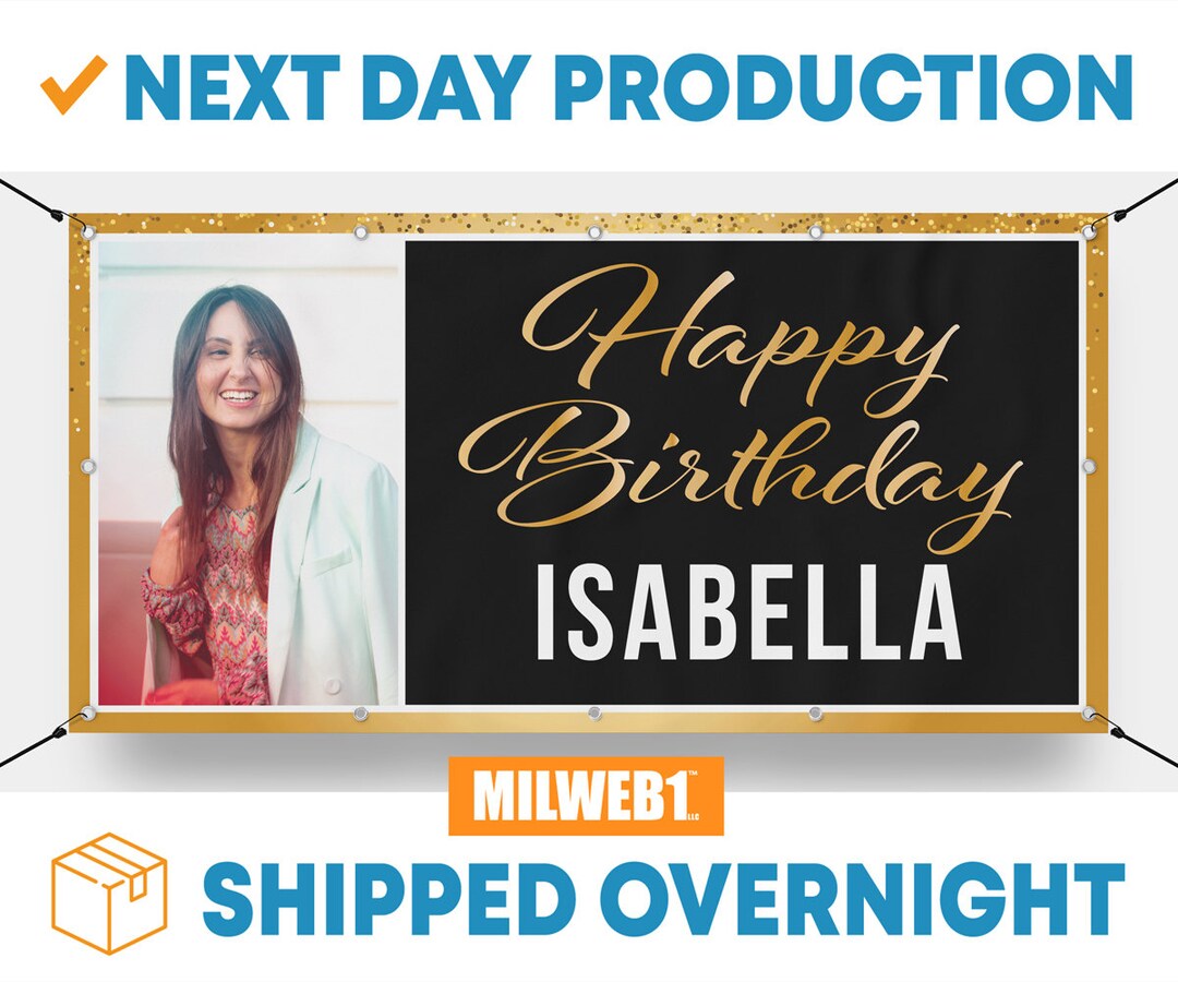 Custom Happy Birthday Banner Personalized Birthday Banner With Picture ...