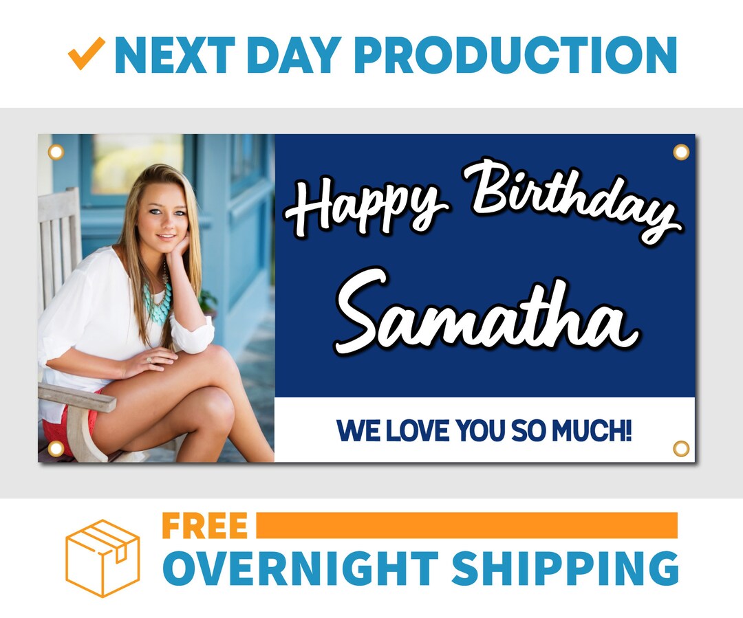 Custom Picture/wording/color Happy Birthday - Vinyl Banner - Sign ...