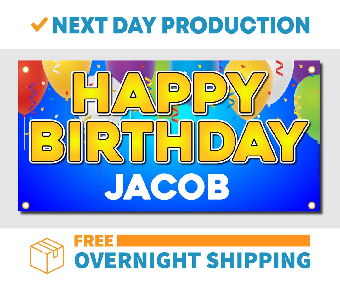 Happy Birthday Custom Name Vinyl Banner Sign Free Overnight Shipping - Etsy