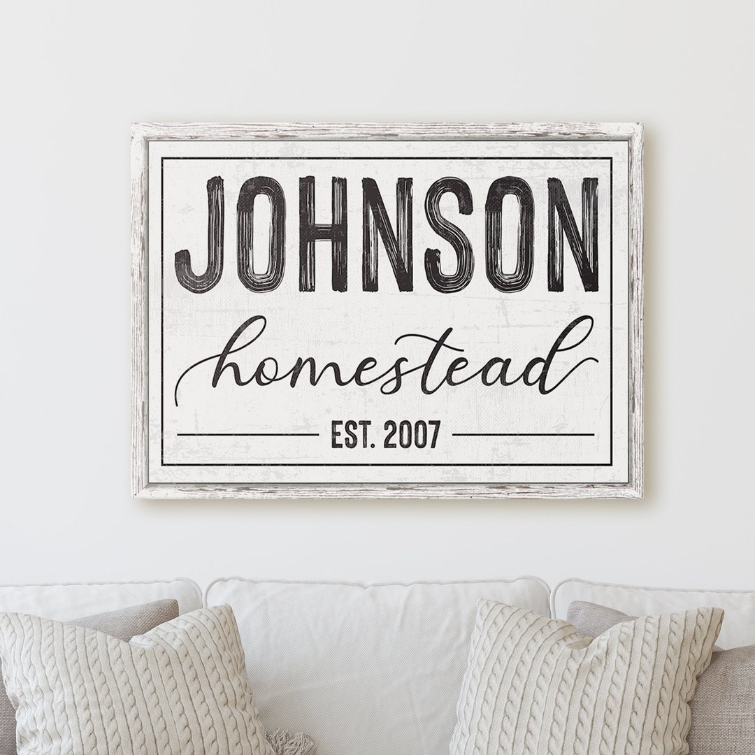 Personalized Homestead Family Name Sign Modern Farmhouse Established ...