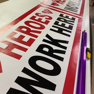 Heroes Work Here - Vinyl Banner - Sign - Free Shipping - Etsy