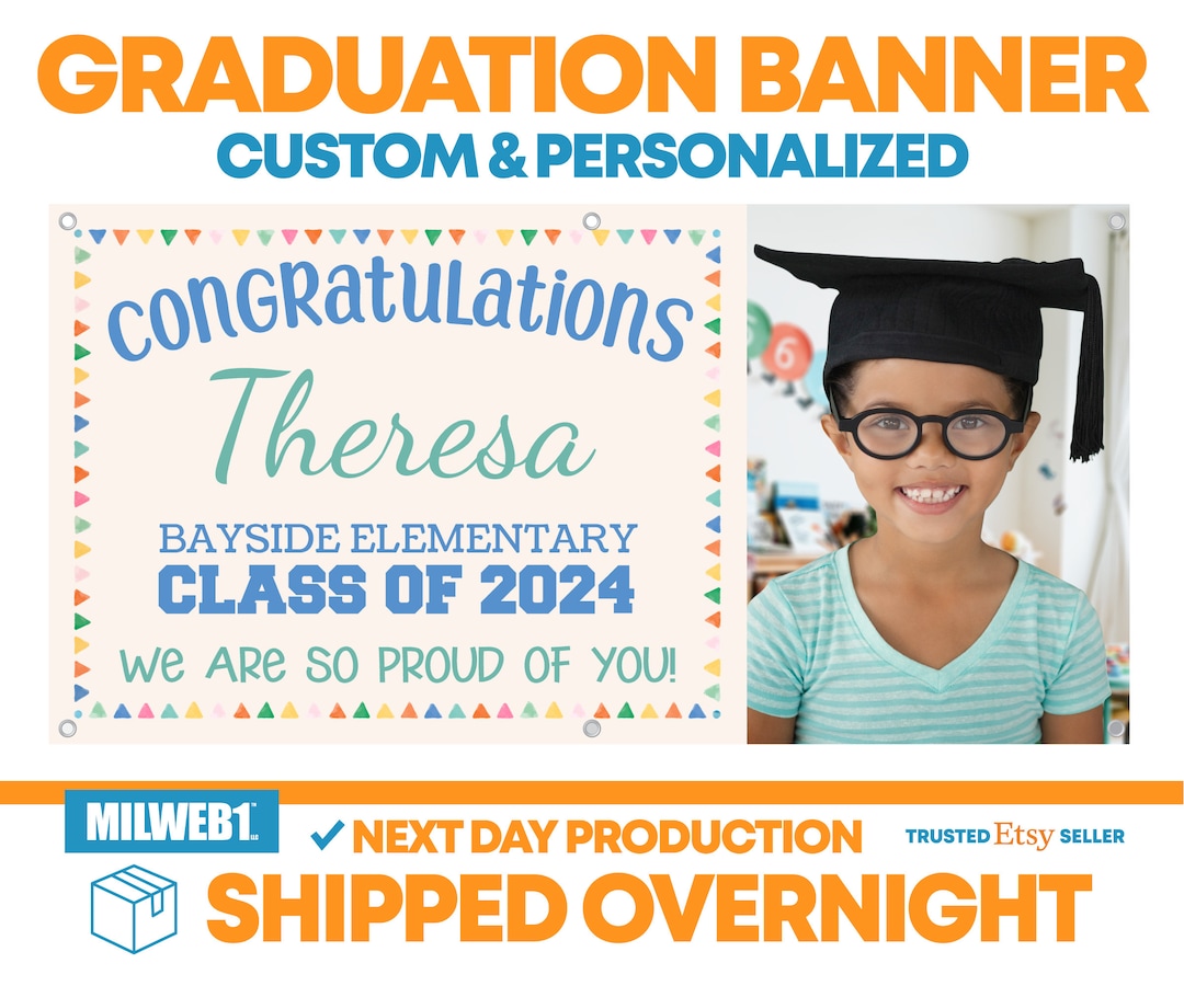 Kindergarten Graduation Banner 2024, Class of 2024 Graduation Banner ...