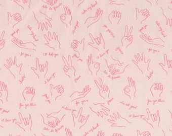 American Sign Language Fabric Asl I Love You Signs in Orchid by ...