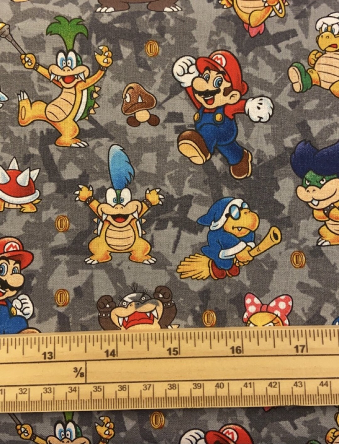 Fat Quarter Super Mario 2 Mario and Enemies on Grey 100% Cotton ...
