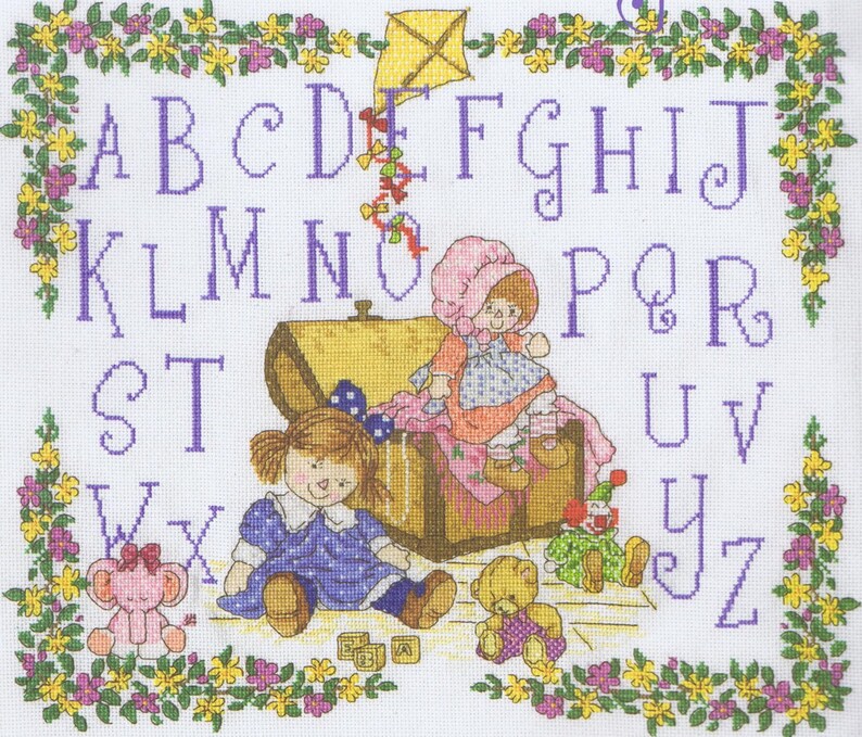 Sarah Kay ABC Sampler Cross Stitch Kit DMC on 16 Count - Etsy