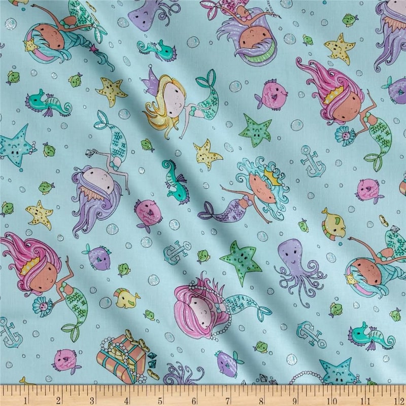 Mermaid Cotton Fabric - Etsy UK