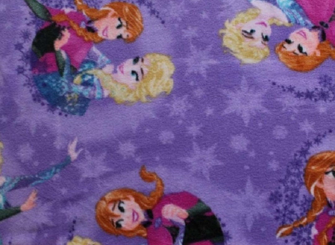 Disney Frozen Ice Skating Lilac Elsa and Anna Polyester Fleece Fabric ...