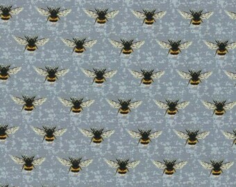 Bee Fabric Small Bees on Grey by Heleenvanbuul Bee Cotton Fabric by the ...