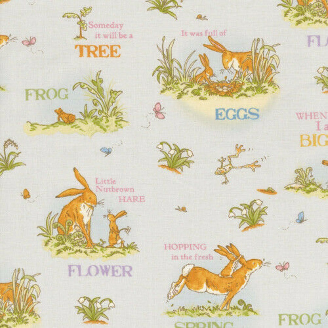 Fat Quarter Guess How Much I Love You Words Grey 100% Cotton Quilting ...