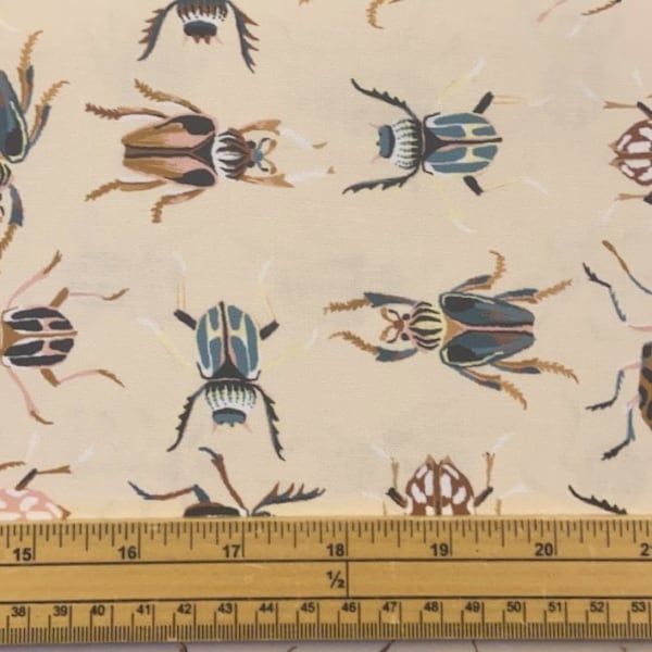 Insect Nature Fabric Sketchy Garden Beetles by Friztin Modern Black ...