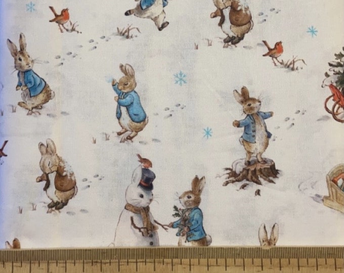 Christmas Fabric, Peter Rabbit Fabric, 100% Cotton, Festive Fabric ...