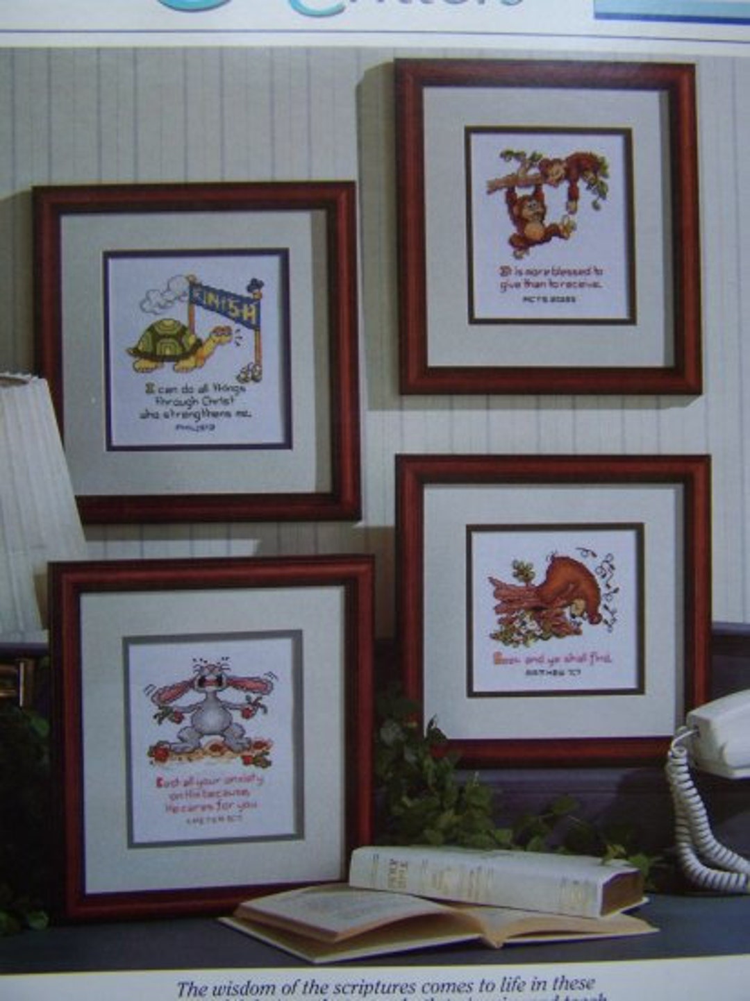 Christian Critters Cross Stitch Chart - 4 Designs - Inspirational Bible ...
